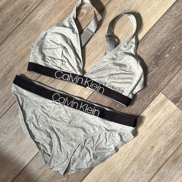 Calvin Klein | Intimates & Sleepwear | Calvin Klein Bra Panty Set Gray ...